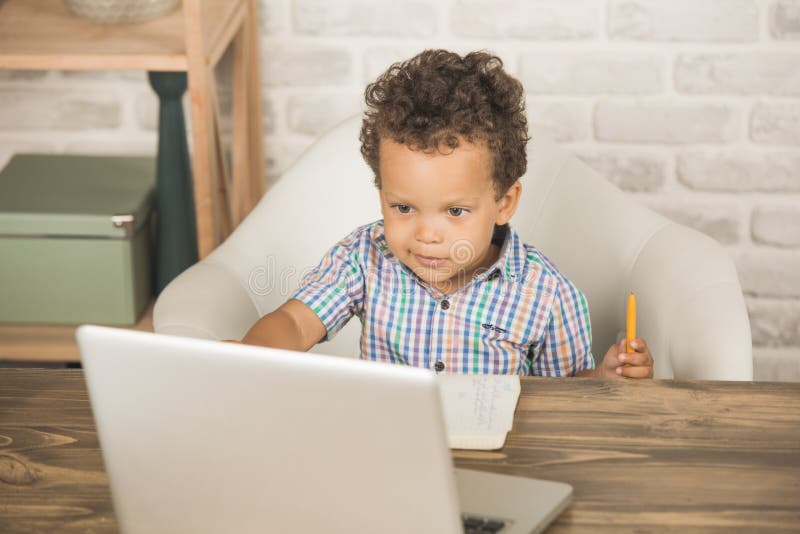 Little Boy Using Digital Device Modern Technology Stock Image - Image ...