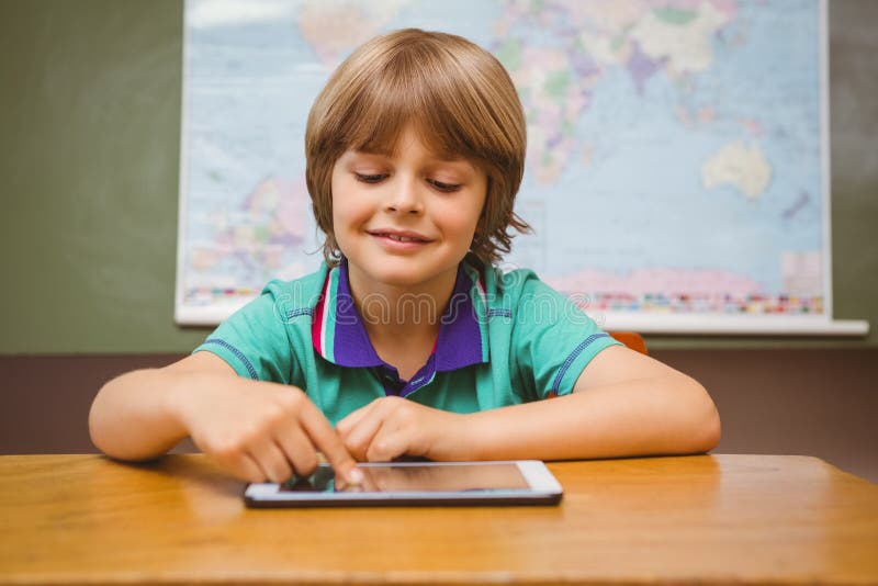 Little Boy Using Digital Tablet in the Living Room Stock Image - Image ...