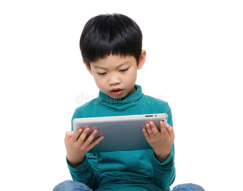 Little Boy Using Tablet Computer Stock Image - Image of korean ...