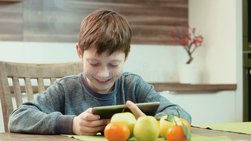 Little Boy Using Tablet Computer Stock Video - Video of nutrition ...