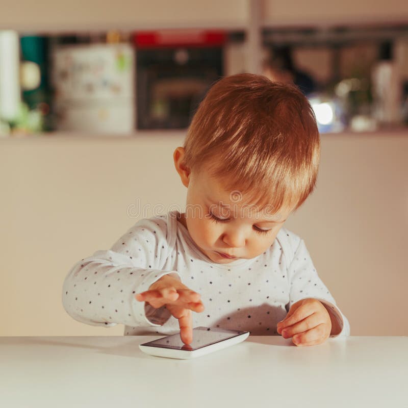 Little Boy Using Technology Stock Photo - Image of interior, playful ...