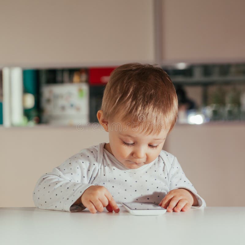 Little Boy Using Technology Stock Image - Image of child, adorable ...