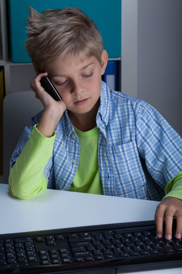 Little Boy Using Technology in Life Stock Photo - Image of keyboard ...
