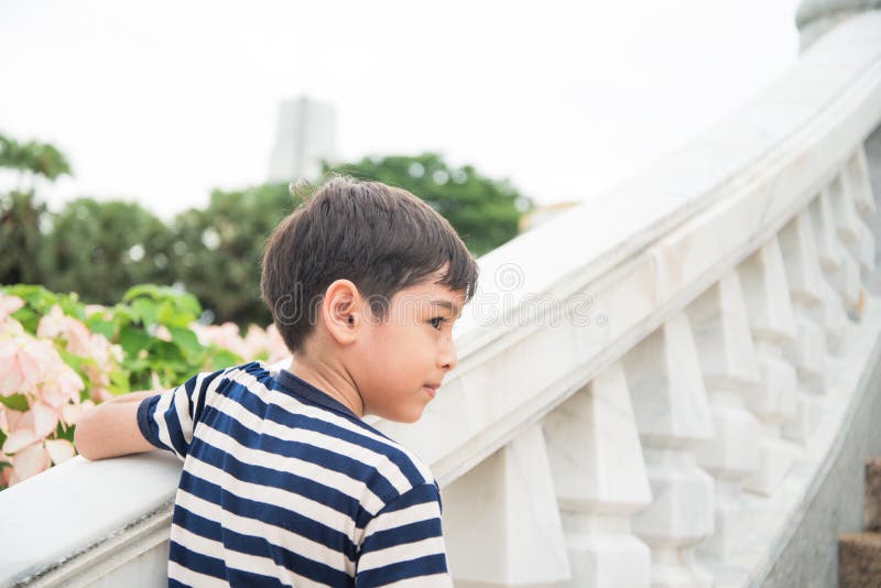 Little Boy Walking on Stairs Going Uphill Stock Image - Image of asian ...