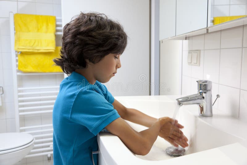 Little Boy Washing His Hands Stock Photo - Image of water, years: 34667274
