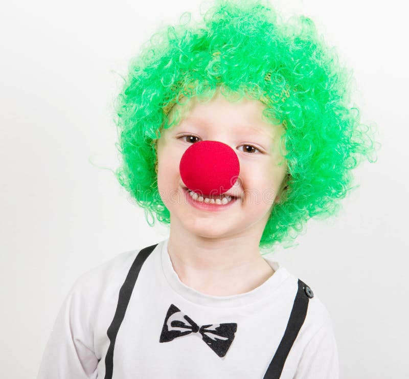 Little Boy Wearing Clown Object for Carnival Stock Image - Image of ...