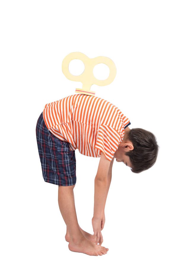 Little Boy Wiith Wind Up on His Back Loading Enegy with Clipping Path ...