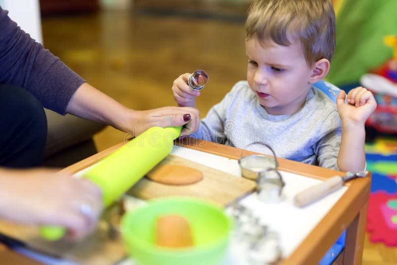 Little Boy Working with Clay Stock Image - Image of game, handcraft ...