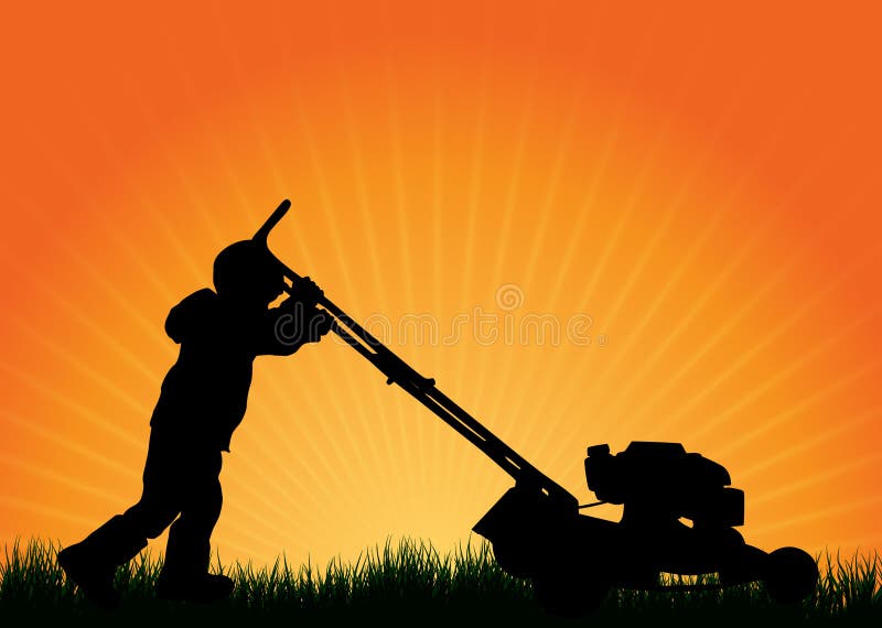 Little boy working stock vector. Illustration of outline - 42532389