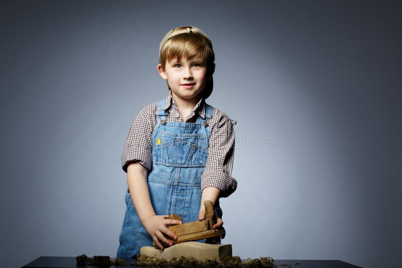 Little Boy Working with Shovel in Garden Stock Image - Image of field ...