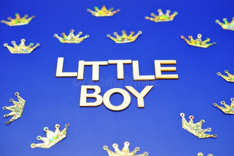 Little Boy Write on Blue Background Stock Image - Image of text, number ...
