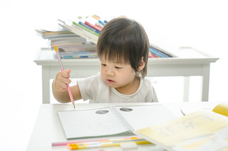 Little boy is writing stock image. Image of beautiful - 41795817
