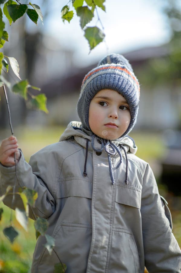 Boy of 3 Years Old in the Park Under the Branches of a Tree Stock Image ...