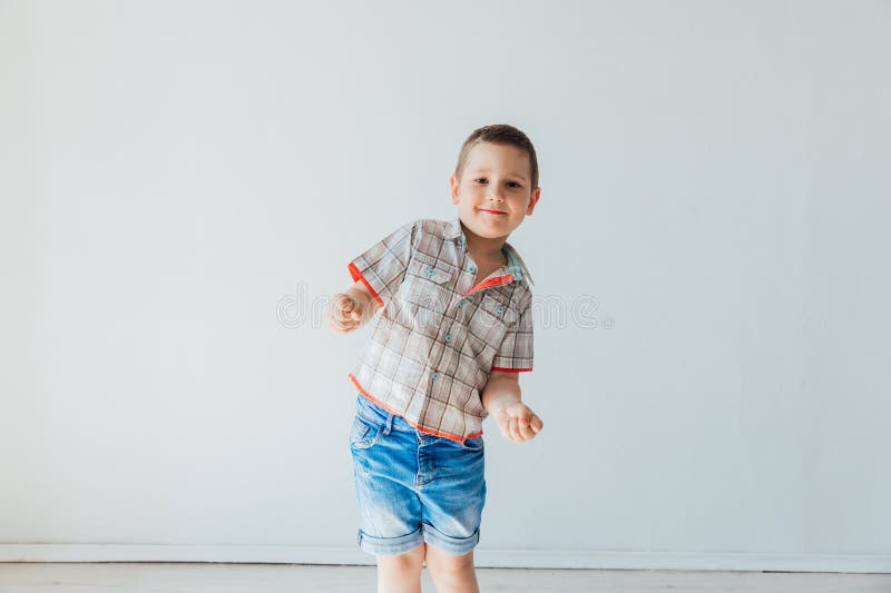 Little Boy 6 Years Old Smiling on White Background Stock Photo - Image ...