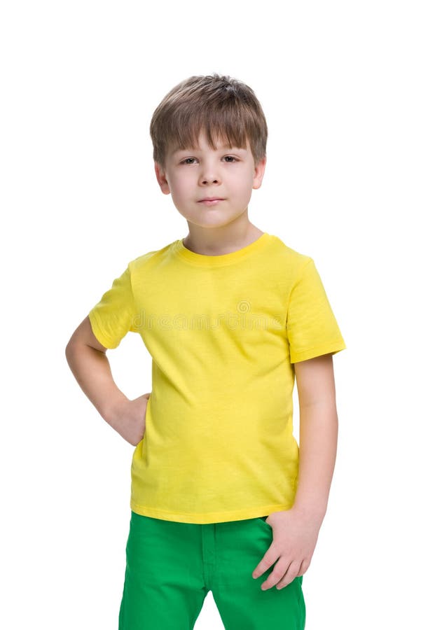 Cute Little Boy in the Striped Shirt Stock Image - Image of pleasure ...
