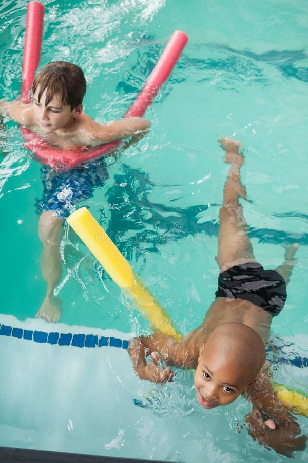 Little Boys Swimming in the Pool Stock Image - Image of black, swimmer ...