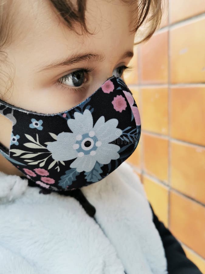 Little Brazilian Girl Using Mask Outdoors Stock Photo - Image of mask ...