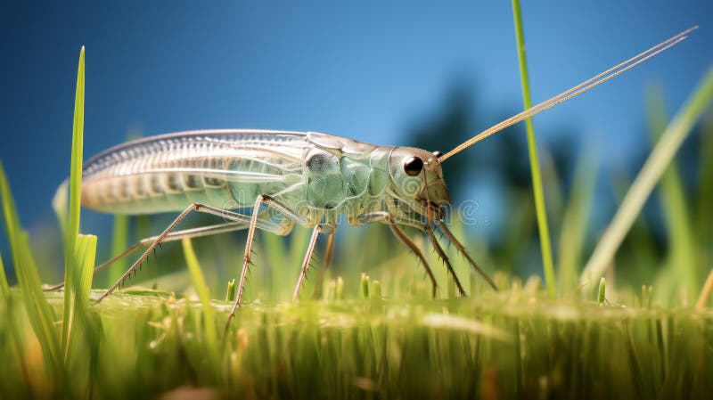 Hyper-realistic Sci-fi Grasshopper on Grass - Uhd Image Stock ...