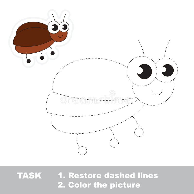 Little Bug To Be Traced. Vector Trace Game. Stock Vector - Illustration ...