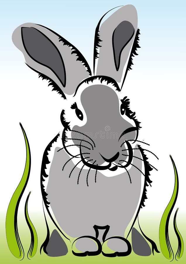 Little bunny in the grass stock vector. Illustration of grey - 11817274