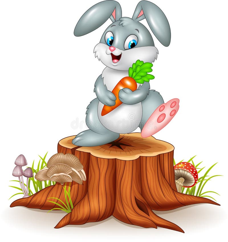 Cute Little Bunny Holding Carrot Stock Illustration - Illustration of ...