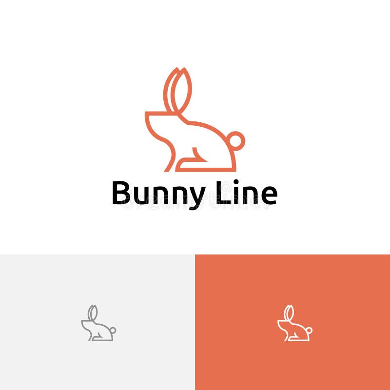 Little Bunny Rabbit Hare Simple Line Style Logo Stock Vector ...