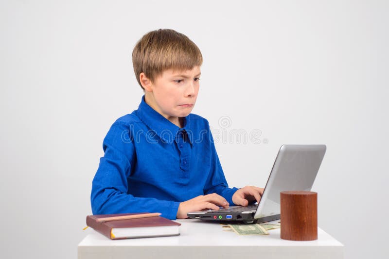 Little Businessman - Young Smart Pretty Boy Looks. Notepad and Notepad ...