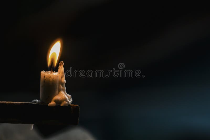 Little Candle with Flame in the Dark Stock Image - Image of lighting ...