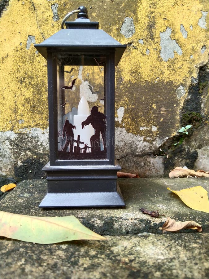 Little Candle on the Floor with Leaves Stock Image - Image of leaves ...