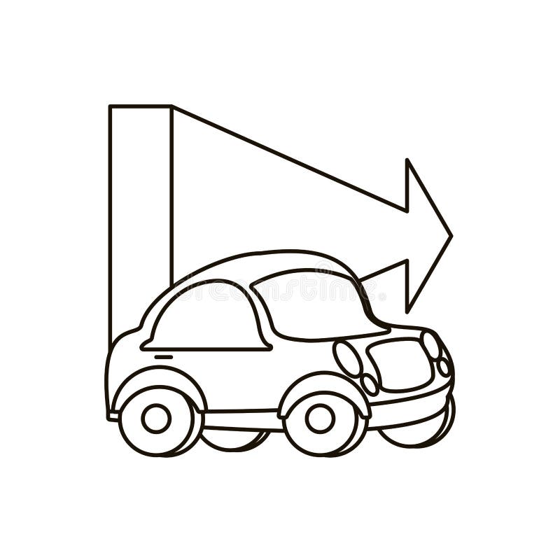 Little car with arrow stock vector. Illustration of sedan - 141669335