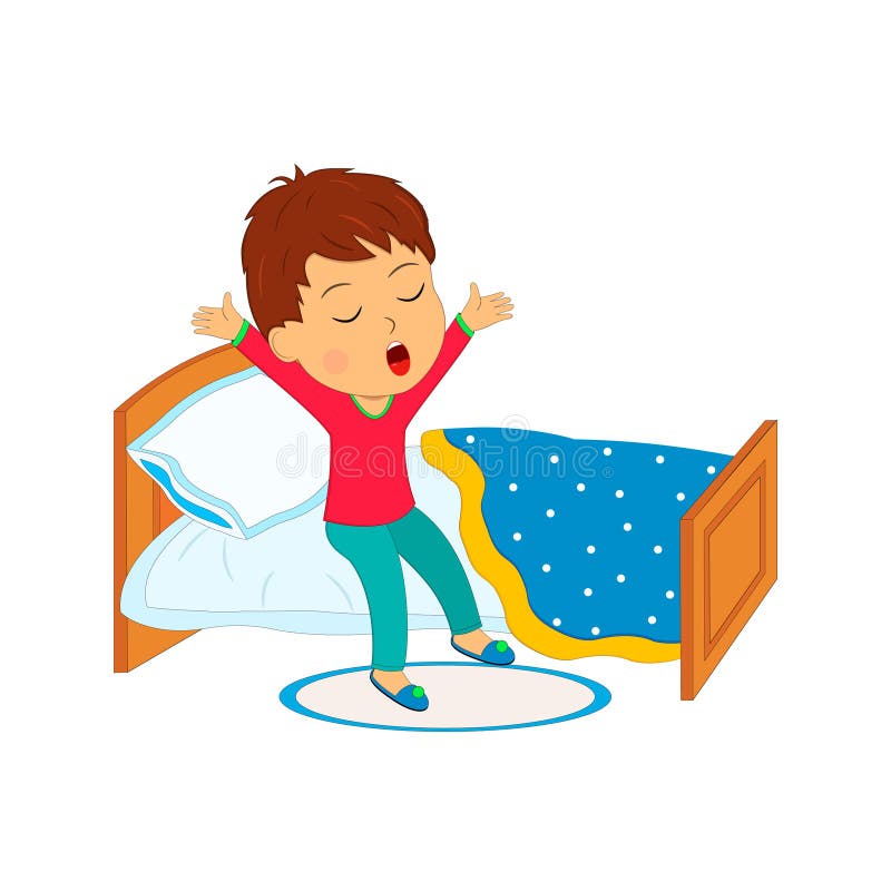 Little Boy Waking Up on a Bright Sunny Morning Stock Vector ...