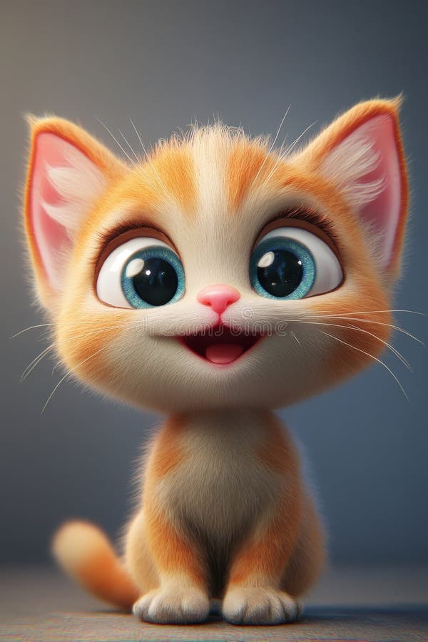 Little Cartoon Cat. Selective Focus Stock Photo - Image of young ...