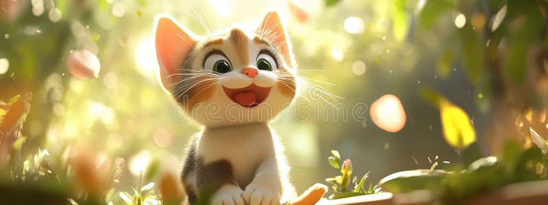Little Cartoon Cat. Selective Focus Stock Photo - Image of face ...
