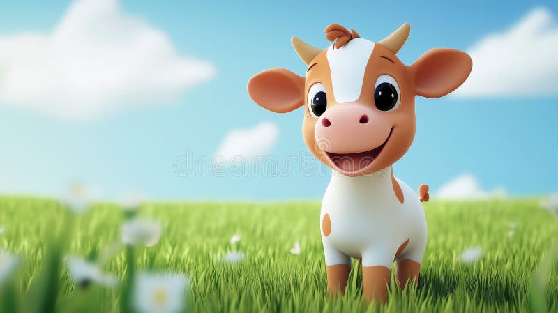 Little Cartoon Cow. Selective Focus Stock Photo - Image of nature ...