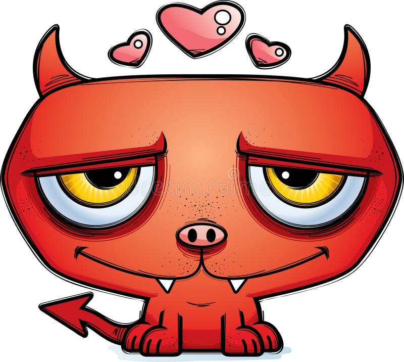Little Cartoon Devil in Love Stock Vector - Illustration of vector ...