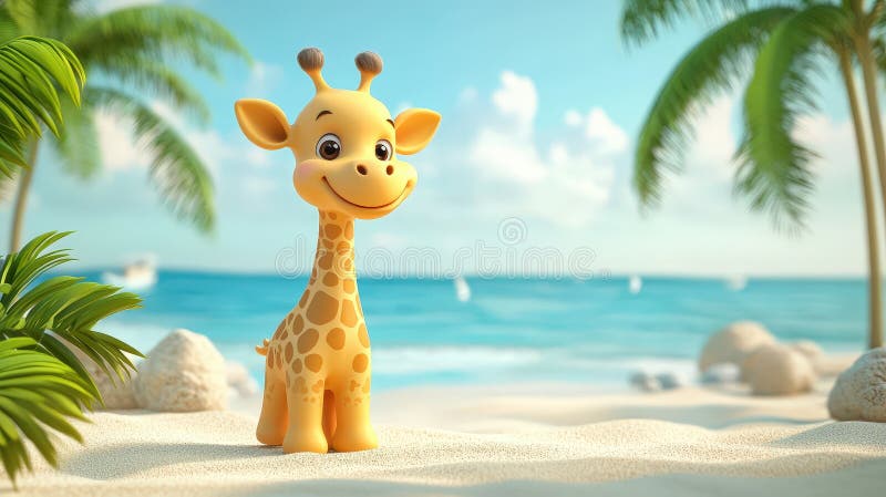 Little Cartoon Giraffe. Selective Focus Stock Image - Image of yellow ...