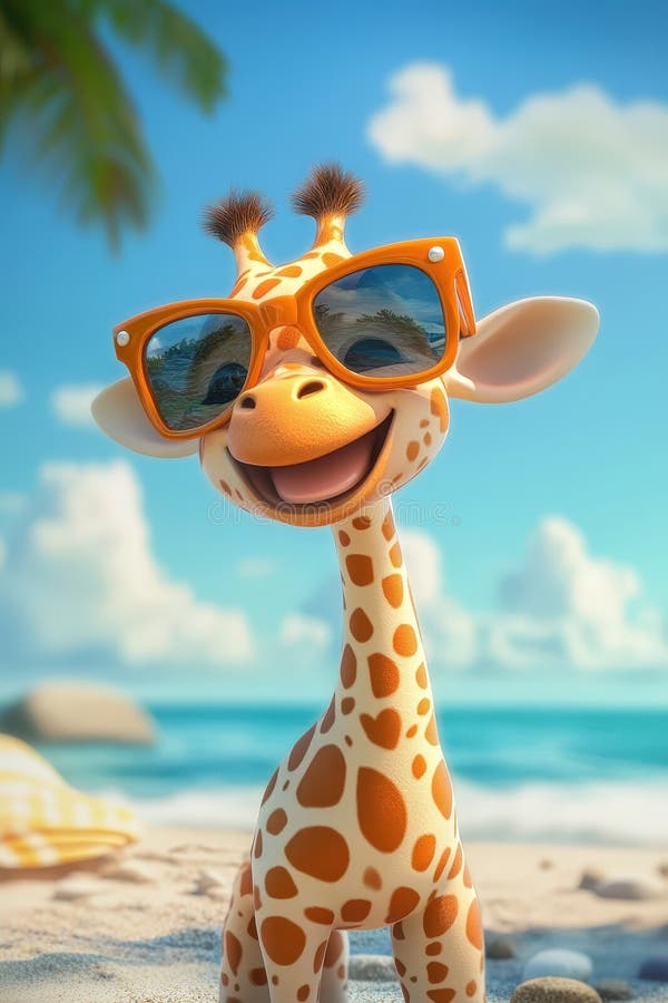 Little Cartoon Giraffe. Selective Focus Stock Photo - Image of cheerful ...