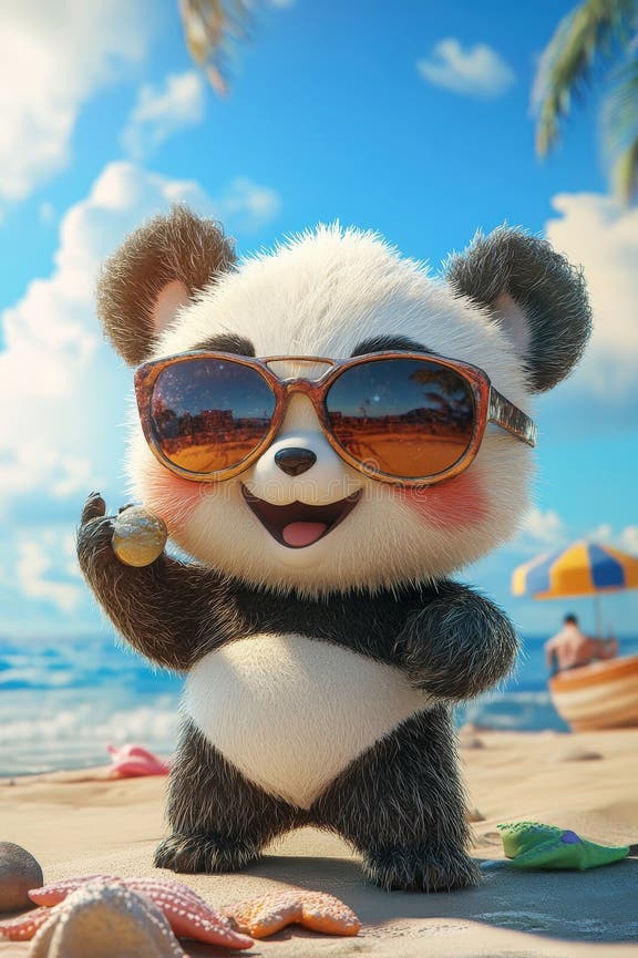 Little Cartoon Panda. Selective Focus Stock Photo - Image of design ...