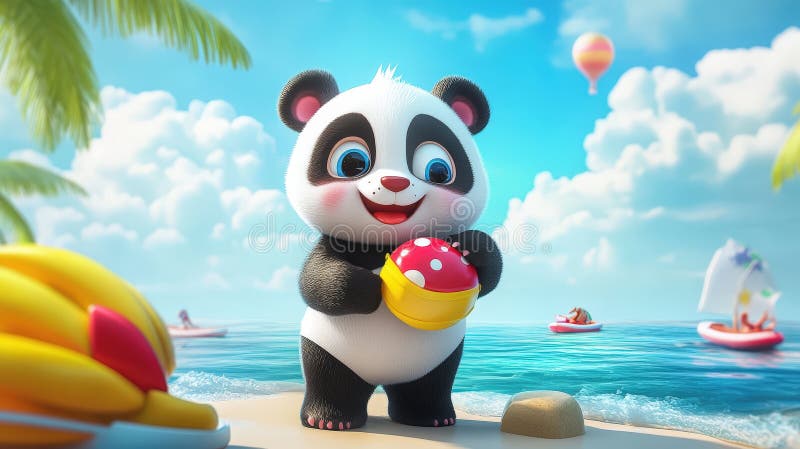 Little Cartoon Panda. Selective Focus Stock Photo - Image of bear ...
