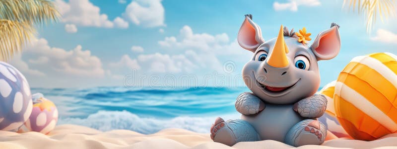 Little Cartoon Rhino. Selective Focus Stock Image - Image of design ...