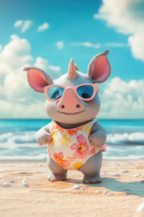 Little Cartoon Rhino. Selective Focus Stock Photo - Image of comic ...