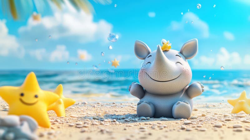 Little Cartoon Rhino. Selective Focus Stock Image - Image of design ...