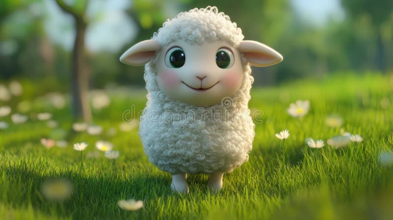 Little Cartoon Sheep. Selective Focus Stock Image - Image of drawing ...
