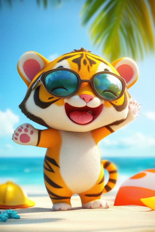 Little Cartoon Tiger. Selective Focus Stock Image - Image of graphic ...