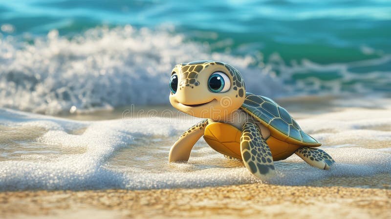 Little Cartoon Turtle. Selective Focus Stock Photo - Image of children ...