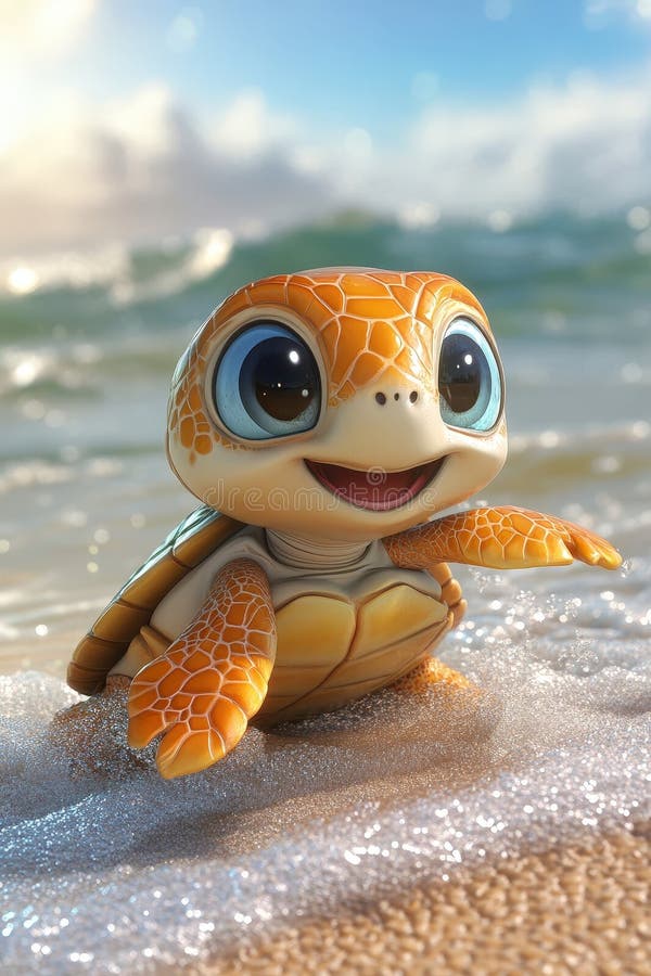Little Cartoon Turtle. Selective Focus Stock Photo - Image of little ...