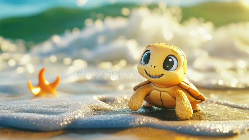Little Cartoon Turtle. Selective Focus Stock Photo - Image of cute ...