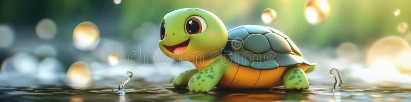 Little Cartoon Turtle. Selective Focus Stock Image - Image of graphic ...