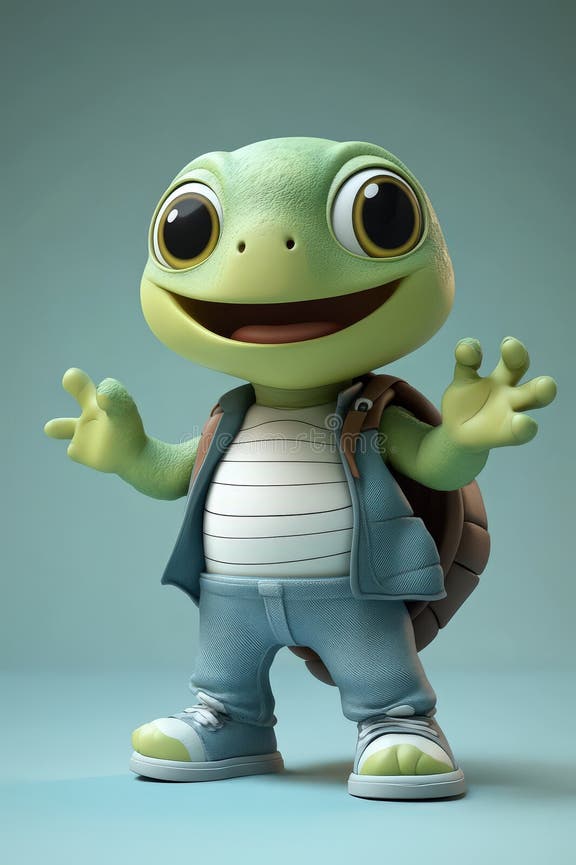 Little Cartoon Turtle. Selective Focus Stock Photo - Image of animal ...