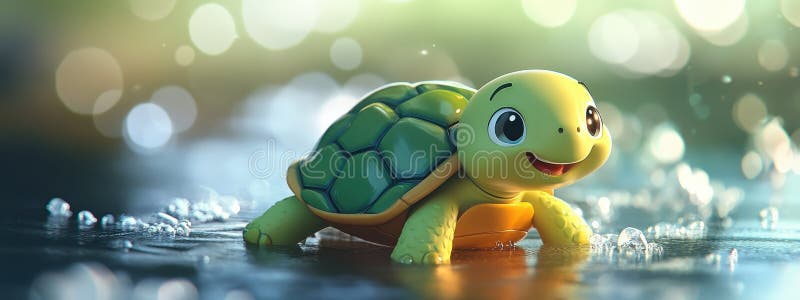 Little Cartoon Turtle. Selective Focus Stock Photo - Image of cartoon ...